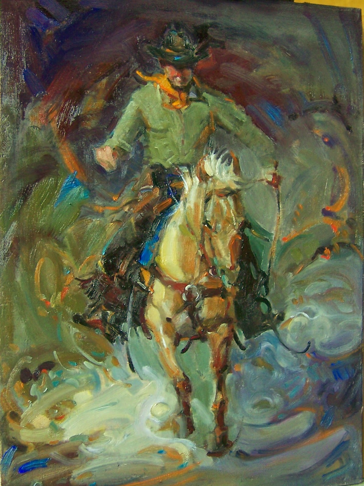 Kim Roberti Art Gallery: "Lone Rider" Kim Roberti's 9"x12" original oil ...