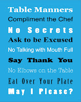 Basic Table Manners Free Printable | True Aim