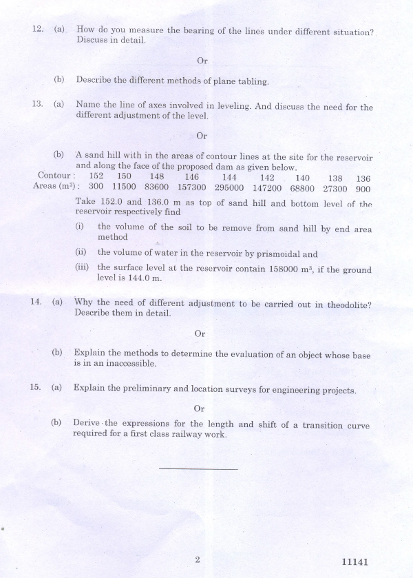 CE1205 Surveying-I May June 2012 Question Paper - University Question ...
