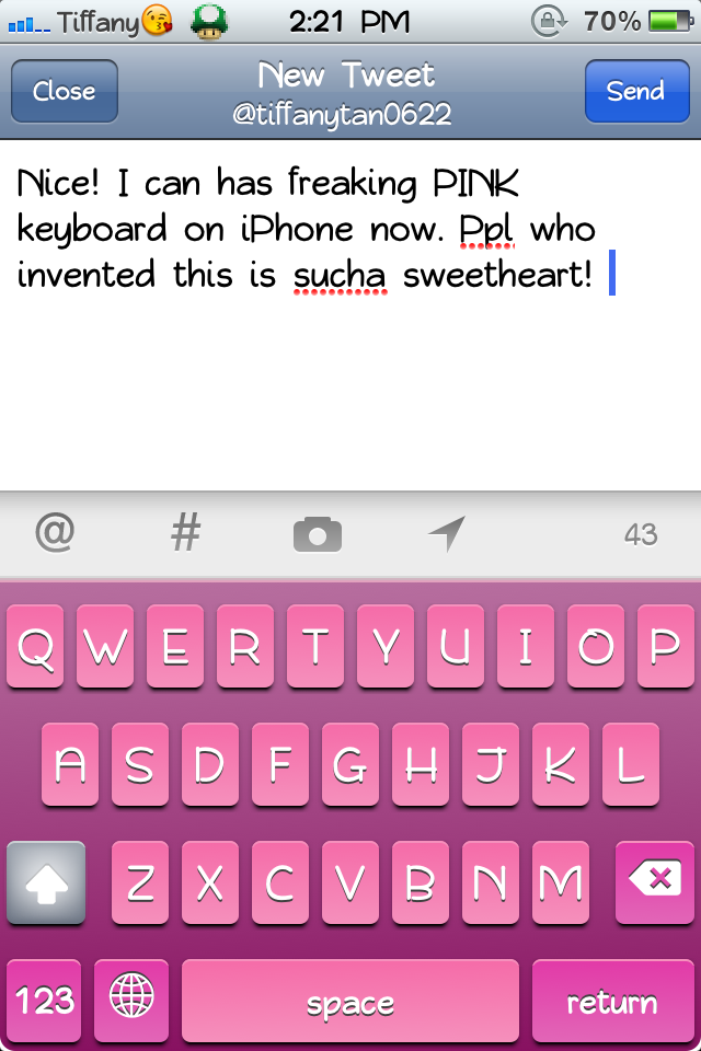 Tiffany Tan: How To Change iPhone Keyboard To P-I-N-K Or Other Colour!!!
