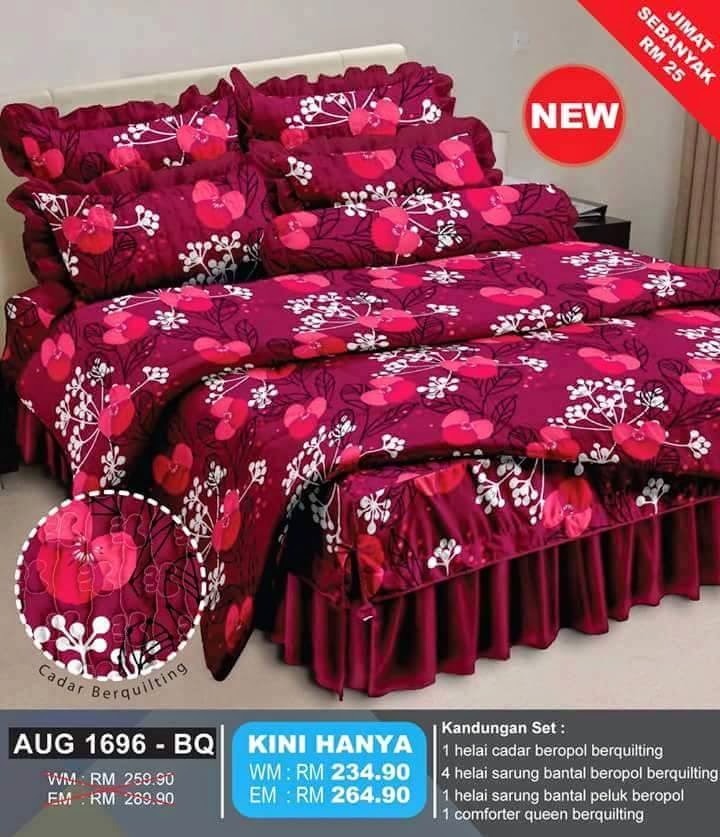 Cadar Asmida: SET CADAR QUEEN BEROPOL BERCOMFORTER DAN BERQUILTING