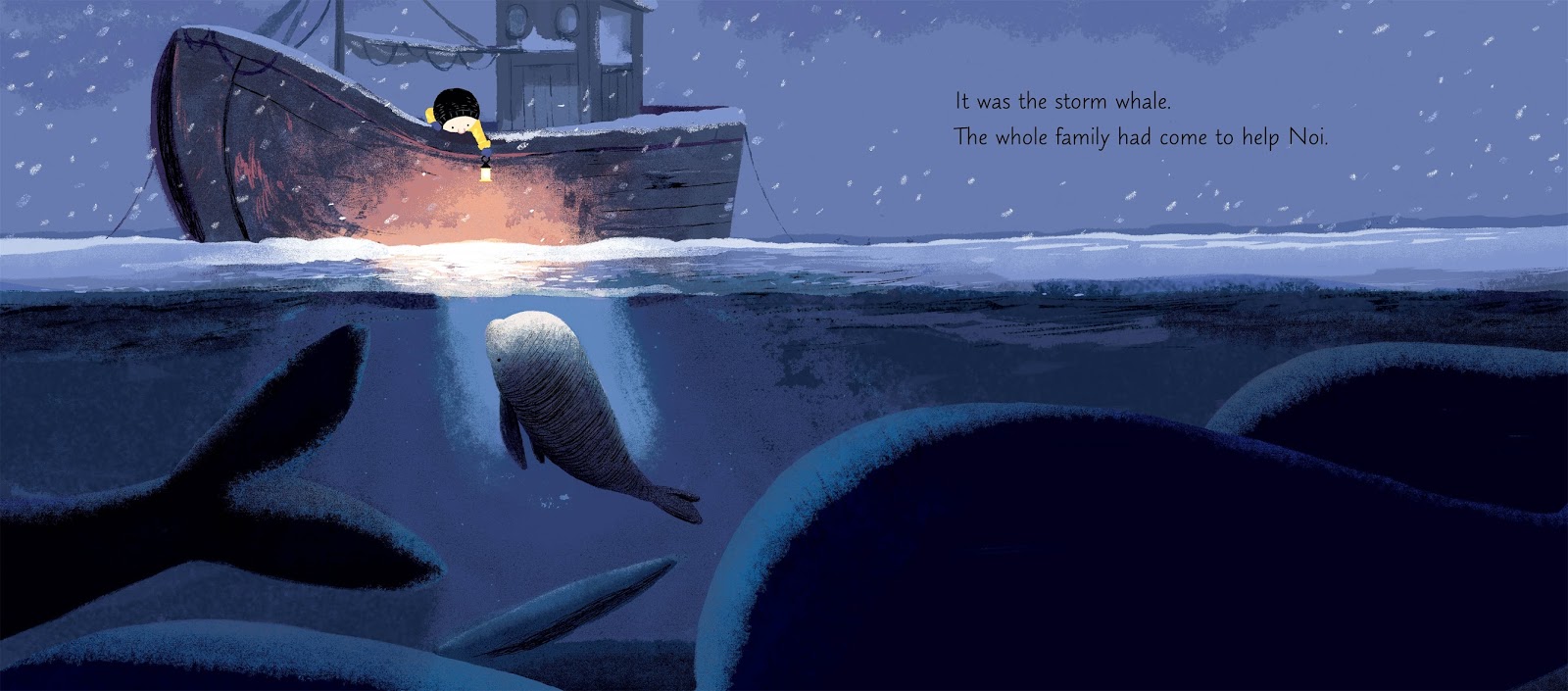 Momo celebrating time to read: The storm whale in winter by Benji Davies