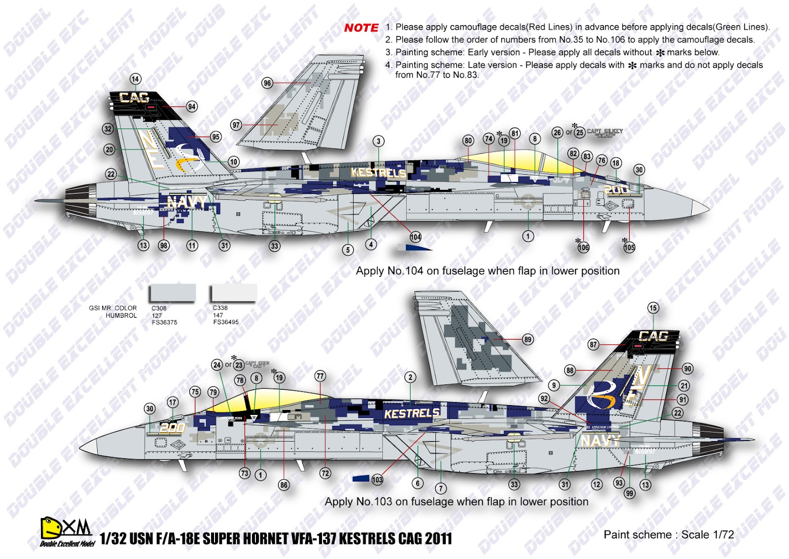 DXM Decals: New Released - 1/32 USN F/A-18E SUPER HORNET VFA137 ...