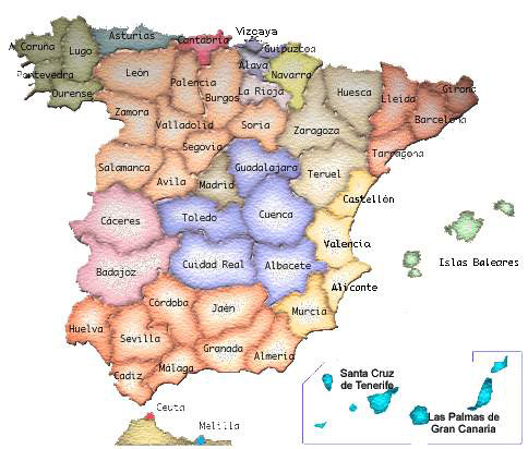 Actividades de Espanhol: mapa espanha