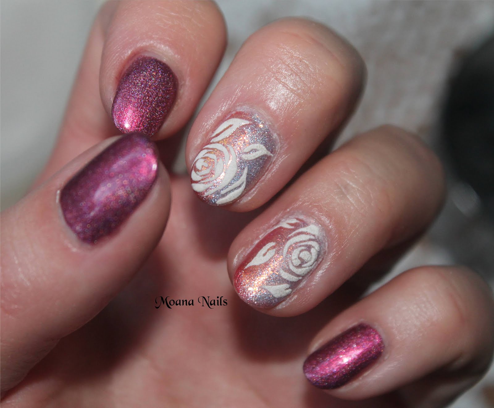 Moana Nails : Rose effet sucre