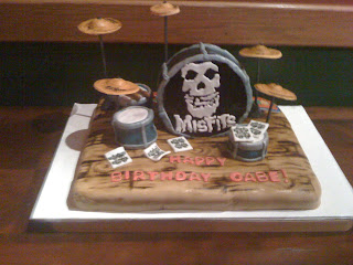 Adventures in Cake Decorating: Cake #2=Gabe's Misfits Drum Set Cake