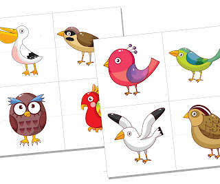 printables: complete the birds - flash card - printable PDF