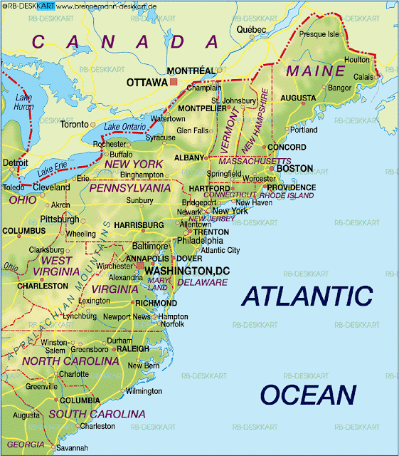 Map Of The East Coast - United States Map