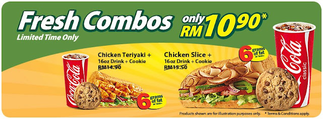 Subway Malaysia Restaurant: Fresh Combos Sandwich for only RM10.90