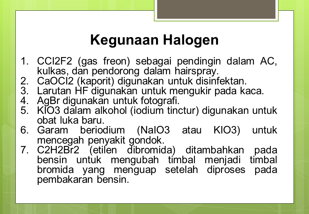 Unsur-Unsur Halogen Kimia, Unsur Halogen Karakteristik - Tugas Sekolah