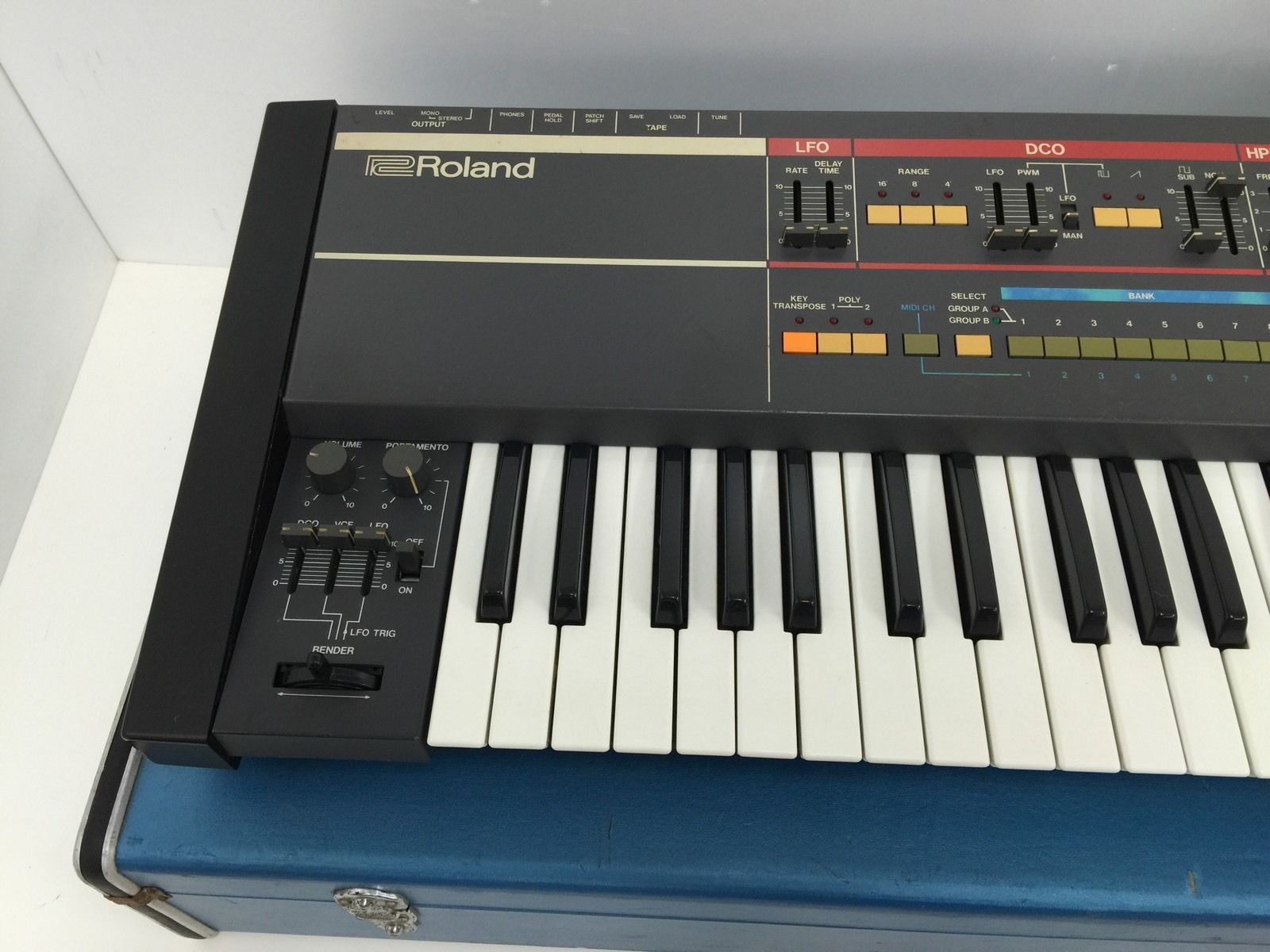 MATRIXSYNTH: Roland Juno 106 SN 491827 with Rare Electric Blue Road Case