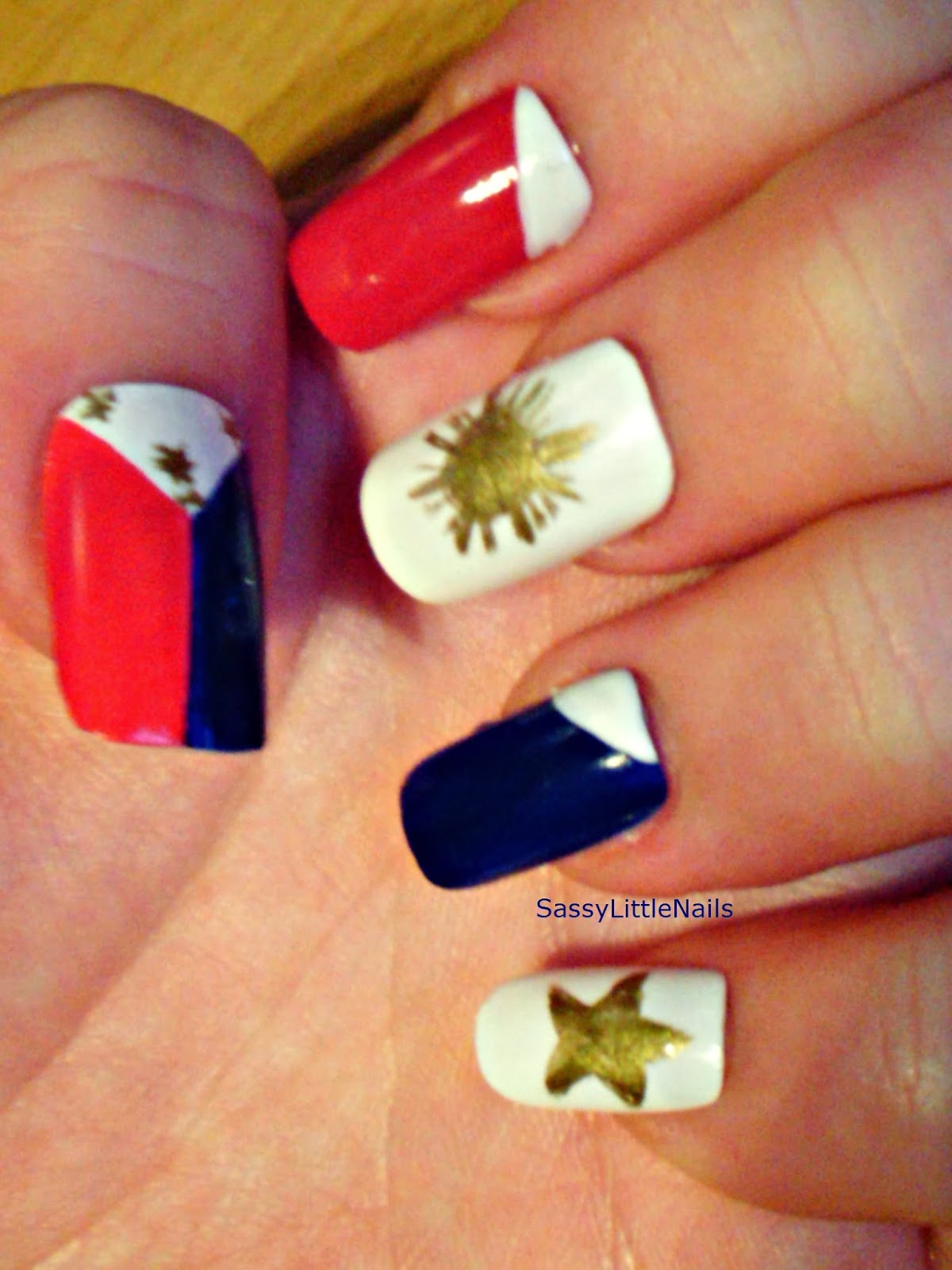 SassyLittleNails: Philippines Flag nail art for The Philippines Typhoon ...