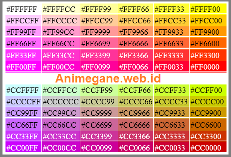 List Kode Warna Pada HTML ~ Animegane
