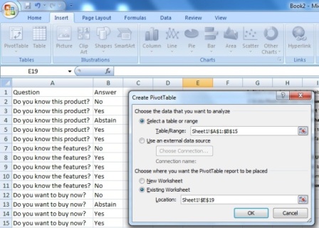 Analyze marketing survey with a PivotTable