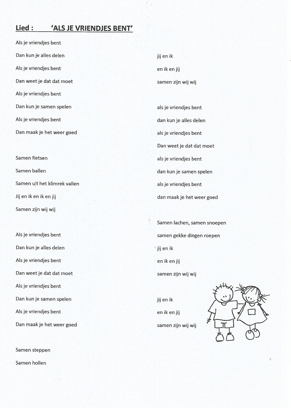 De klas van Juf Tine.: Liedjes en versjes