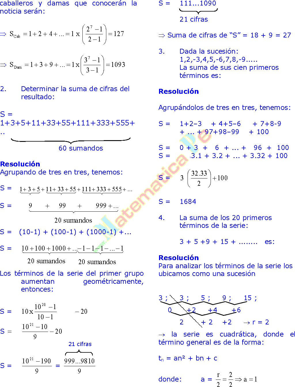 SUMATORIAS EJERCICIOS RESUELTOS