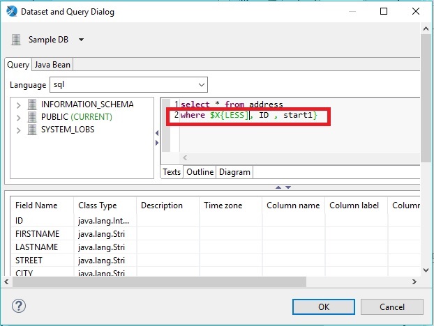 $X{....} Parameter in Jasper report