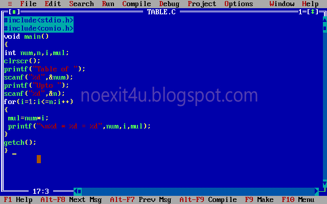 C Program To Print Table Of Any Number Upto N ~