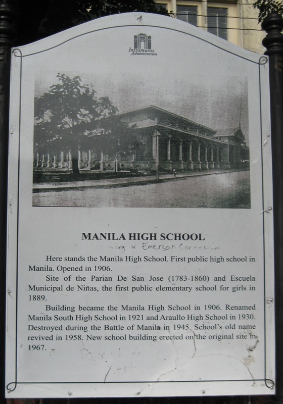 Em Esber Blog 2: History of Manila High School - Intramuros - by a MHS ...