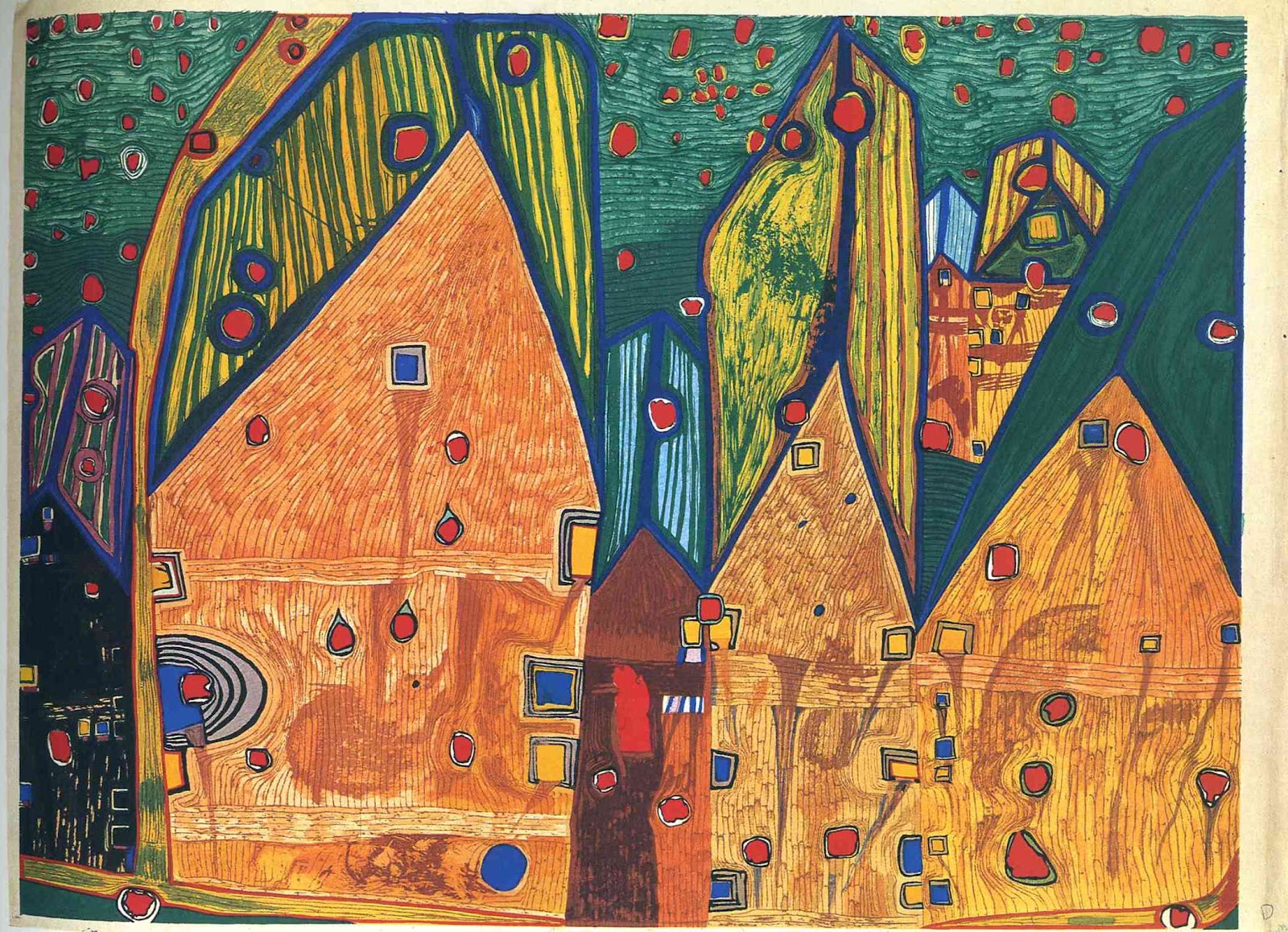 Une maison dans la pluie de sang de Friedensreich Hundertwasser (1928 ...