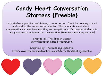 The Speech Ladies: Conversation Hearts FREEBIE!