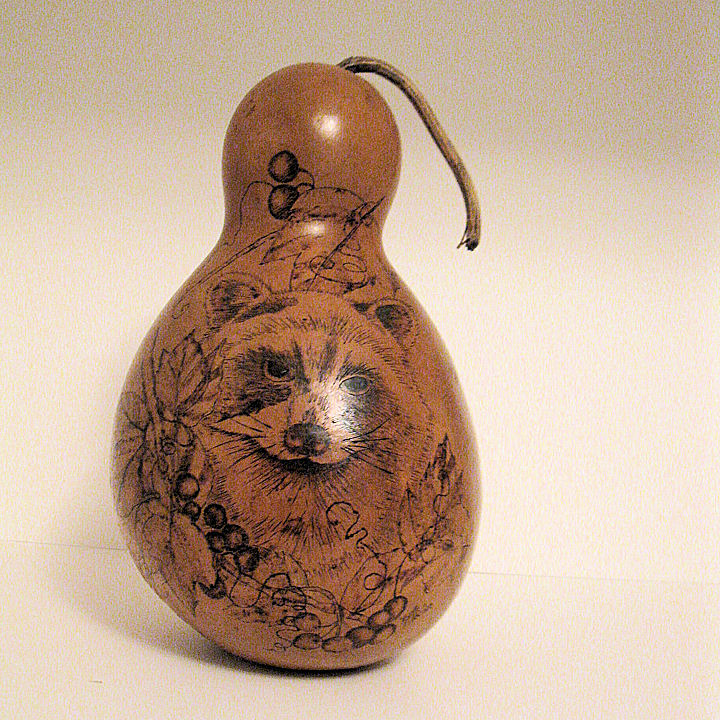 Texas Treasure Journal: Pyrography Raccoon Gourd