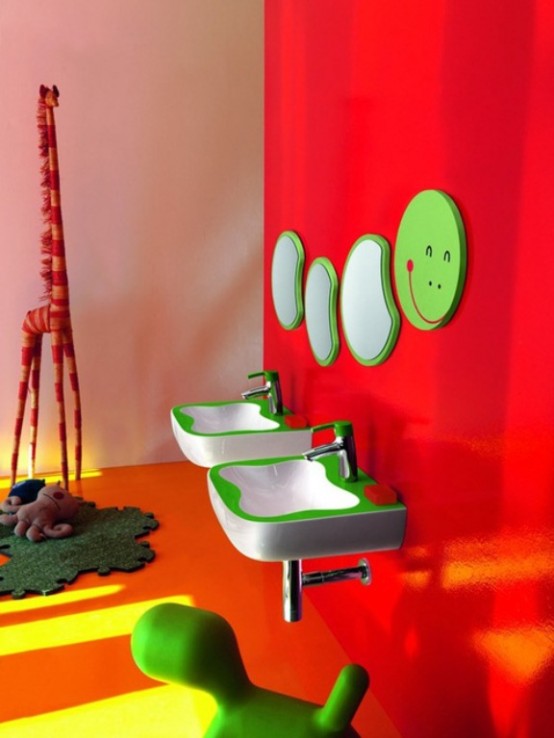 Little Girls Bedroom: Vibrant Children Rest room Fixtures by Laufen
