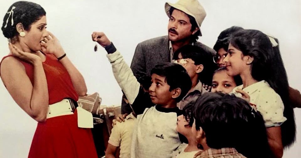 Sridevi: Sridevi on the sets of Mr India with the terrific kids and ...