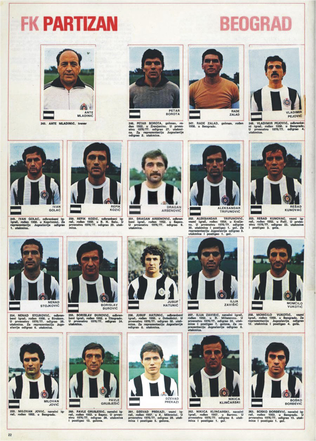 F.K PARTIZAN 1977-78. By Panini.