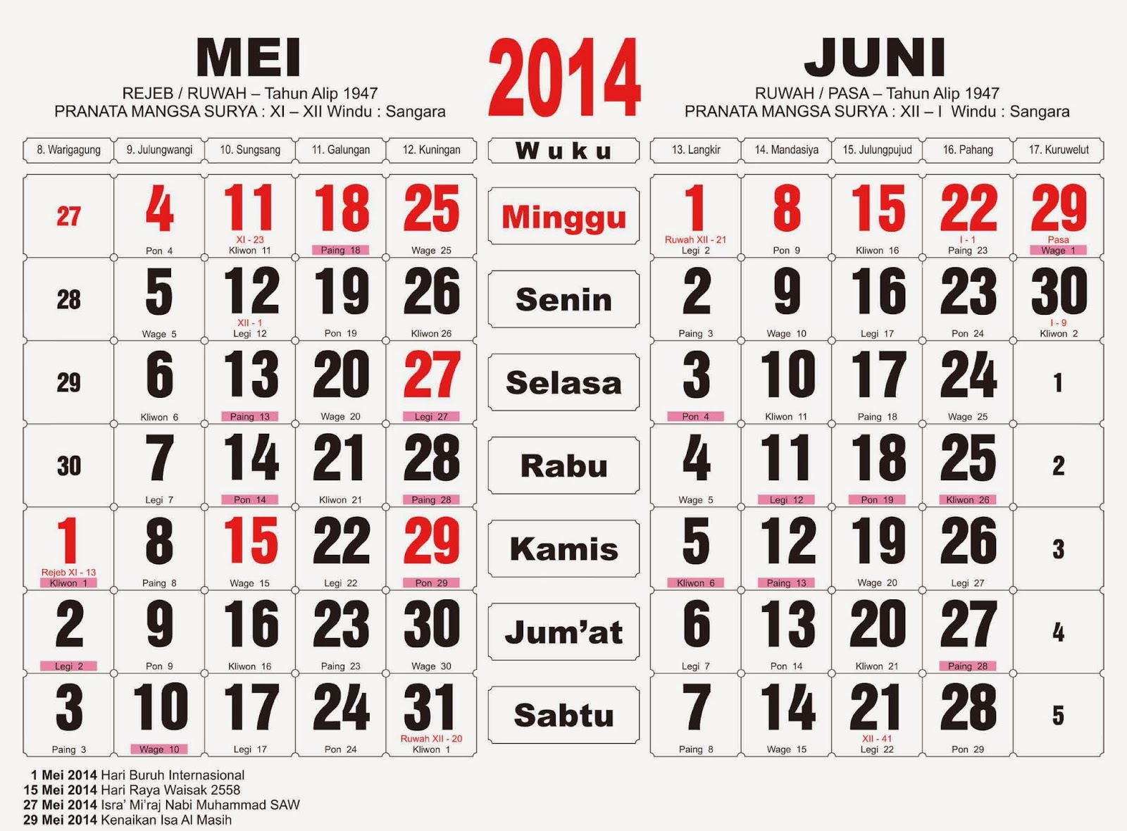 Masjid ASSAJIDIIN: Kalender Jawa/Hijriah dan Umum 2014