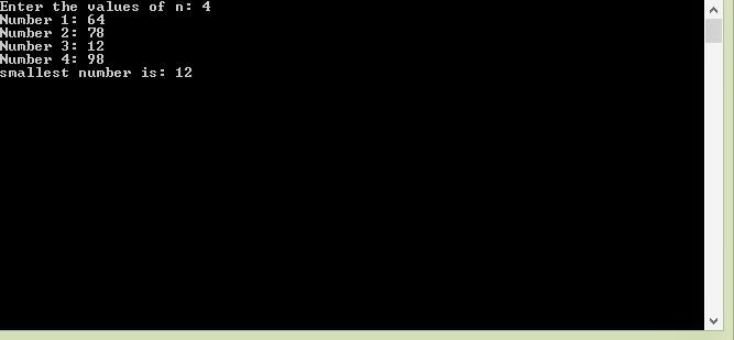 C program for smallest of n numbers - C Programs