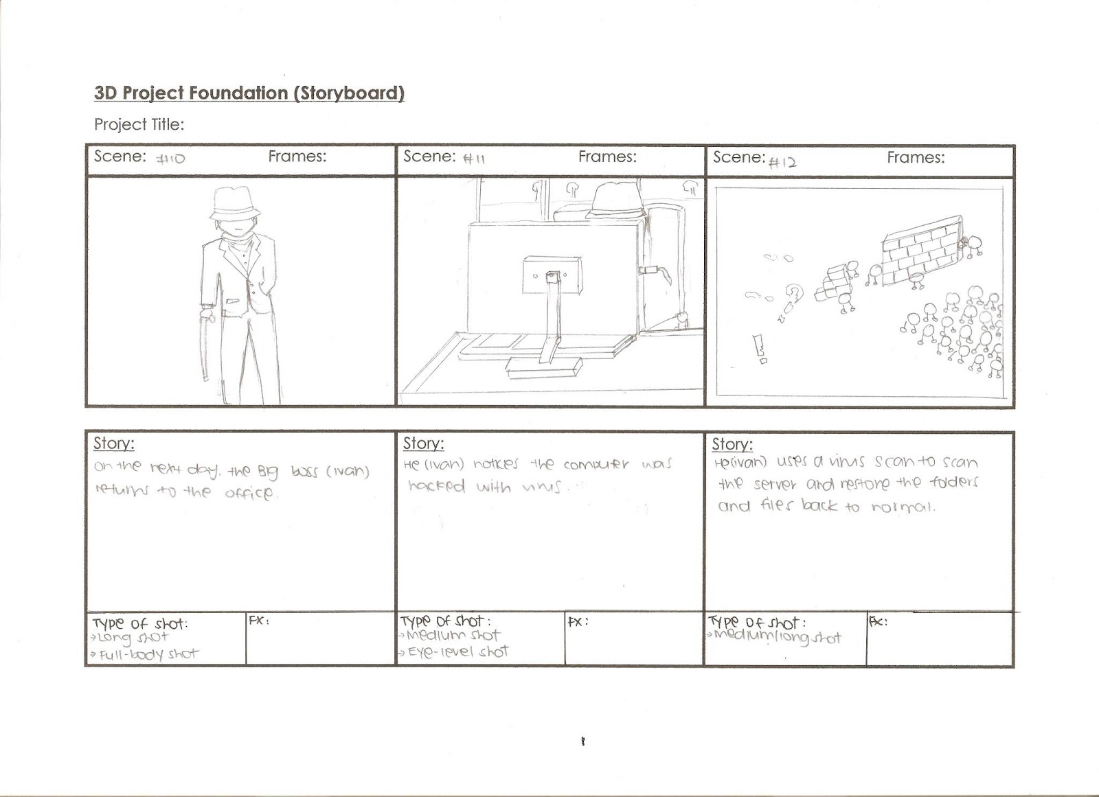 3D Production Foundation: 3DPF Project 1 - Storyboard and Storyline