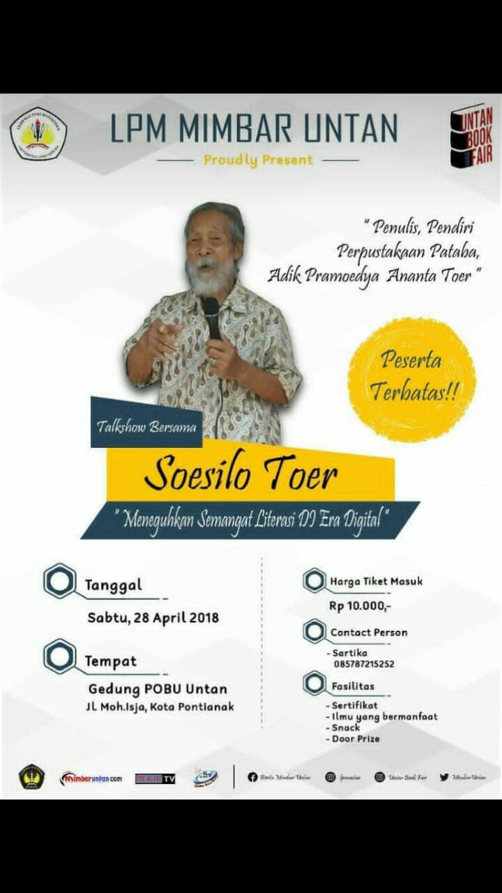 Universitas Tanjungpura mengundang Soesilo Toer Ke Pontianak - Ningspara