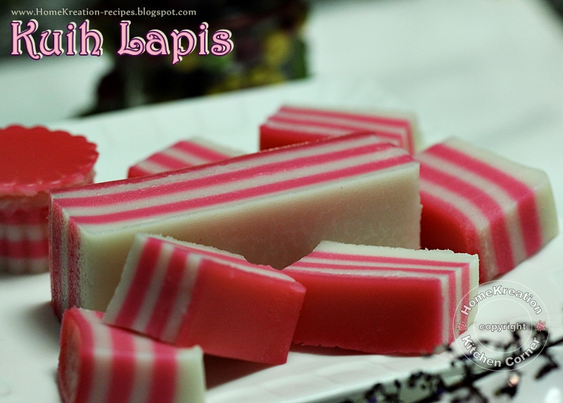 HomeKreation - Kitchen Corner: Kuih Lapis Ros (Steamed Layered Kuih)