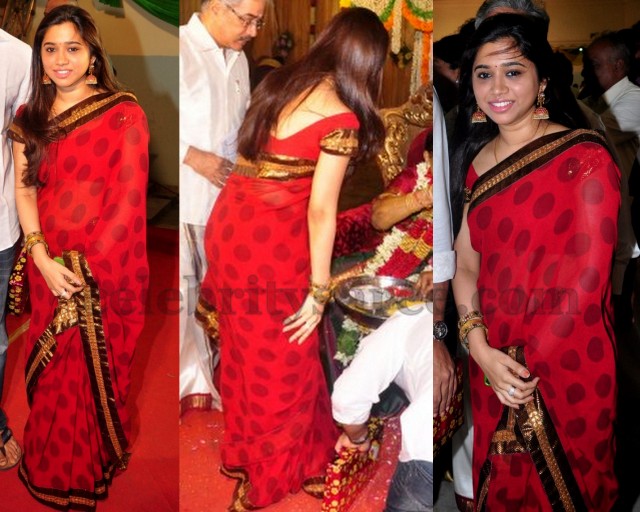 Aarthi Ravi in Red Saree - Saree Blouse Patterns