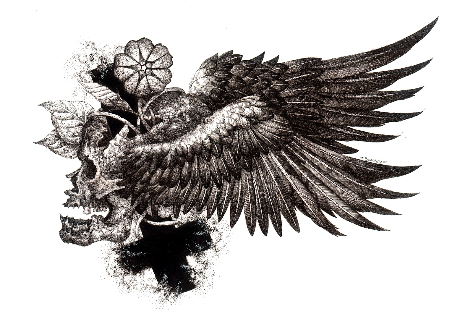 Mister Beaudry's drawings...: Winged Death.