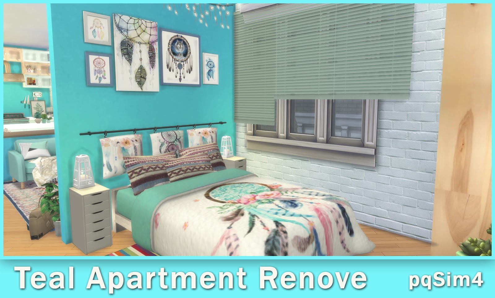 Teal Apartment Renove. Sims 4 Speed Build and Download.