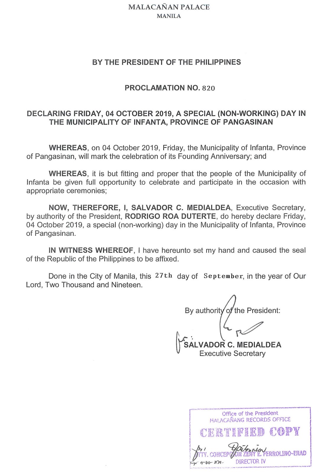 Philippine Holidays: Special (Non-Working) Day in Infanta, Pangasinan ...