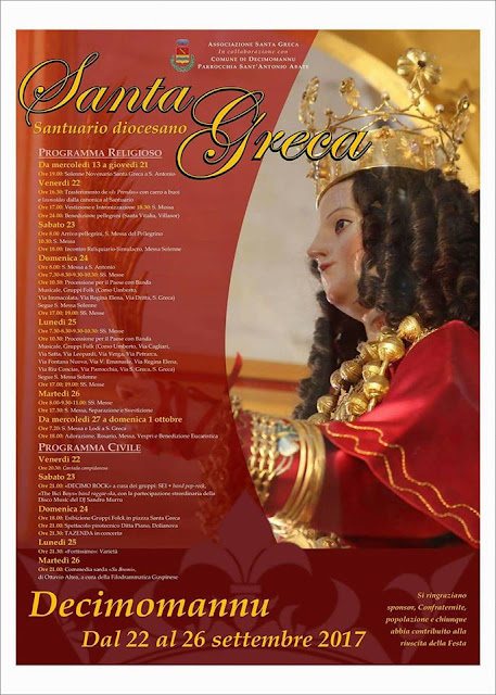 Decimomannu, programma completo della festa di Santa Greca 2017
