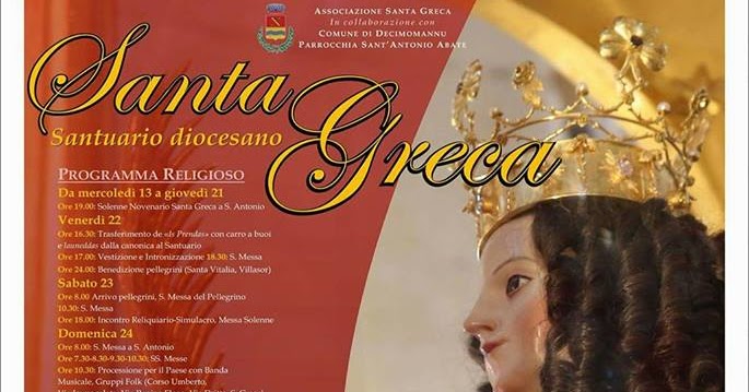 Decimomannu, programma completo della festa di Santa Greca 2017