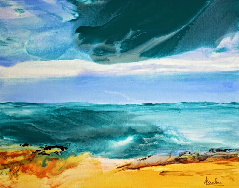 Arrachme Contemporary Art: Original Contemporary Seascape Painting ...