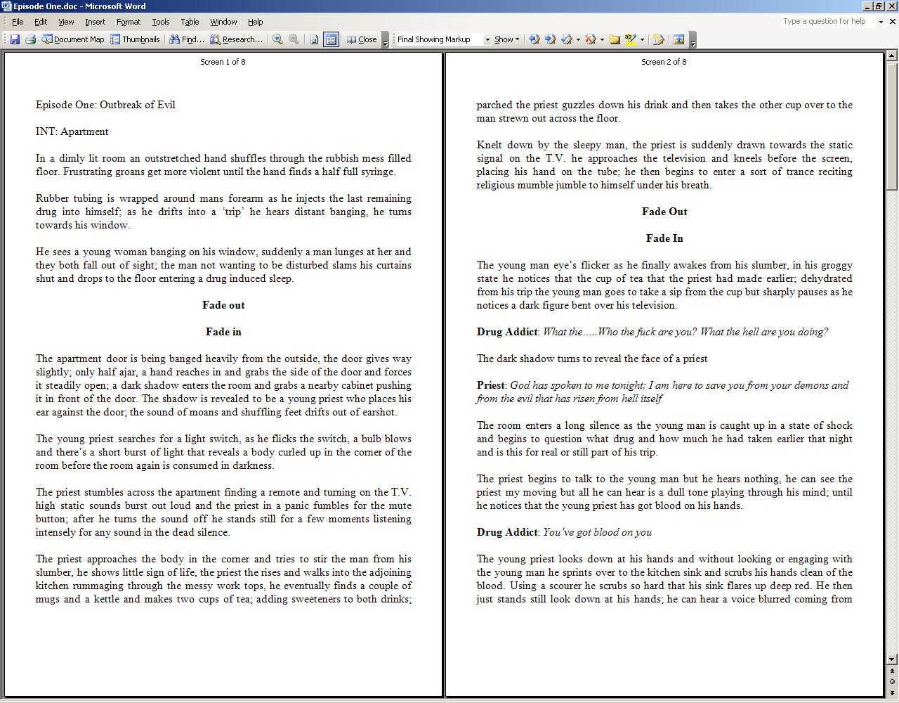 Zombie Mockumentary blog: Original script for The Lonely Dead