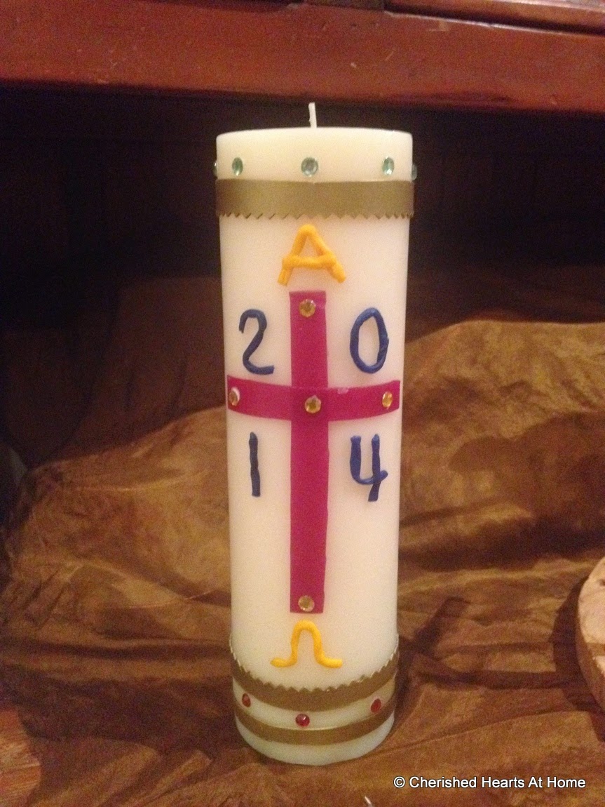 Cherished Hearts At Home: Easter 2014 - Paschal Candle Making