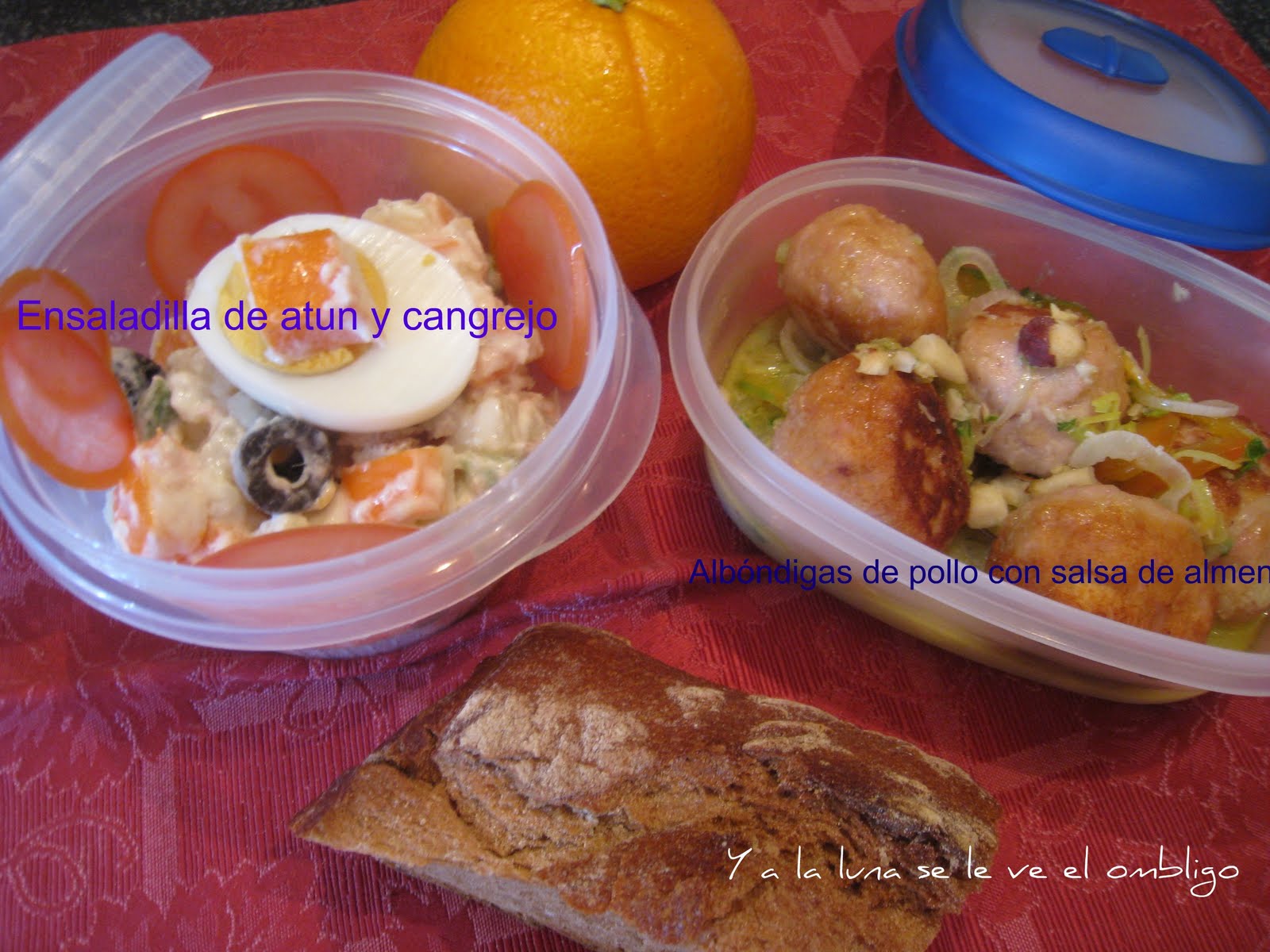 Y a la luna se le ve ve el ombligo...: Comida completa en tupper