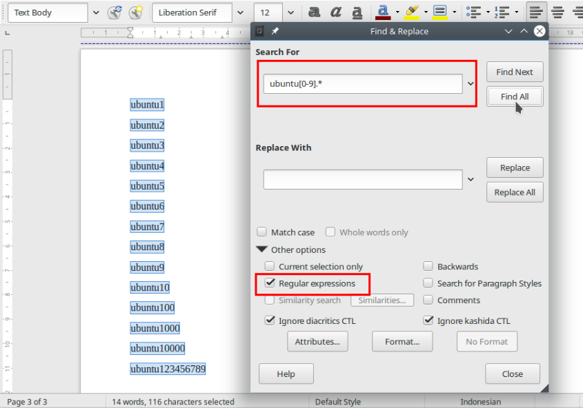 LibreOffice Writer: Find and Replace with Powerful Formatting and Pattern Matching