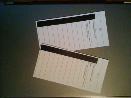 10 liners football and raffle cards