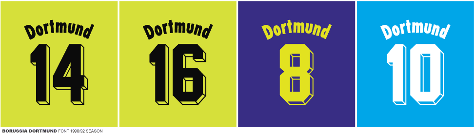 Football teams shirt and kits fan: Font Borussia Dortmund 1990-92 Kits