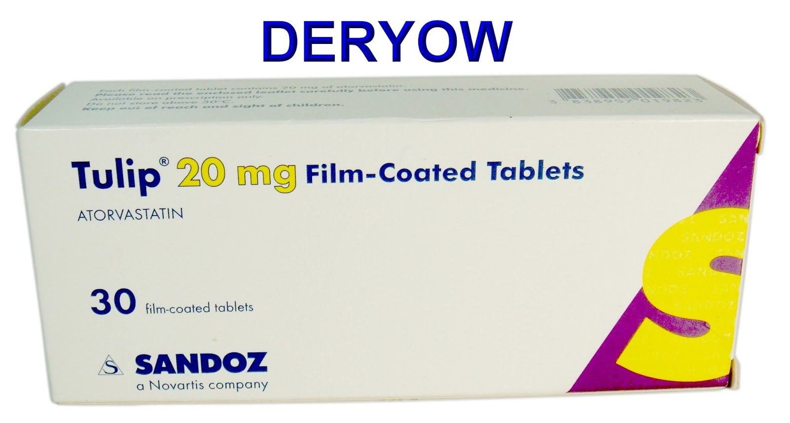 德佑藥局藥袋資訊暨藥品外觀分享: BA25337100TULIP 20mg F.C.TAB.〝台灣諾華〞ATORVASTATIN Ca ...