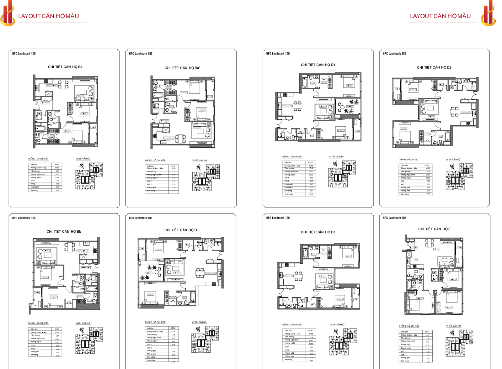 Mặt bằng thiết kế căn hộ Chung cư HPC Landmark 105, Tố Hữu, Hà Đông