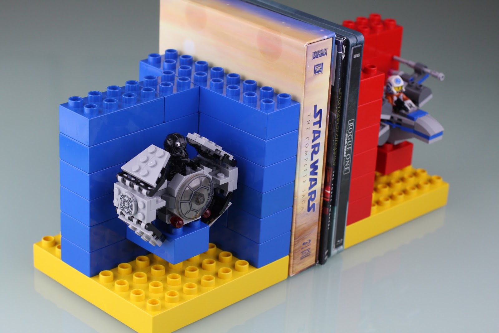 GEEK DIY BAM!: STAR WARS LEGO MICROFIGHTER BOOKENDS: BLU-RAY DISPLAY ...